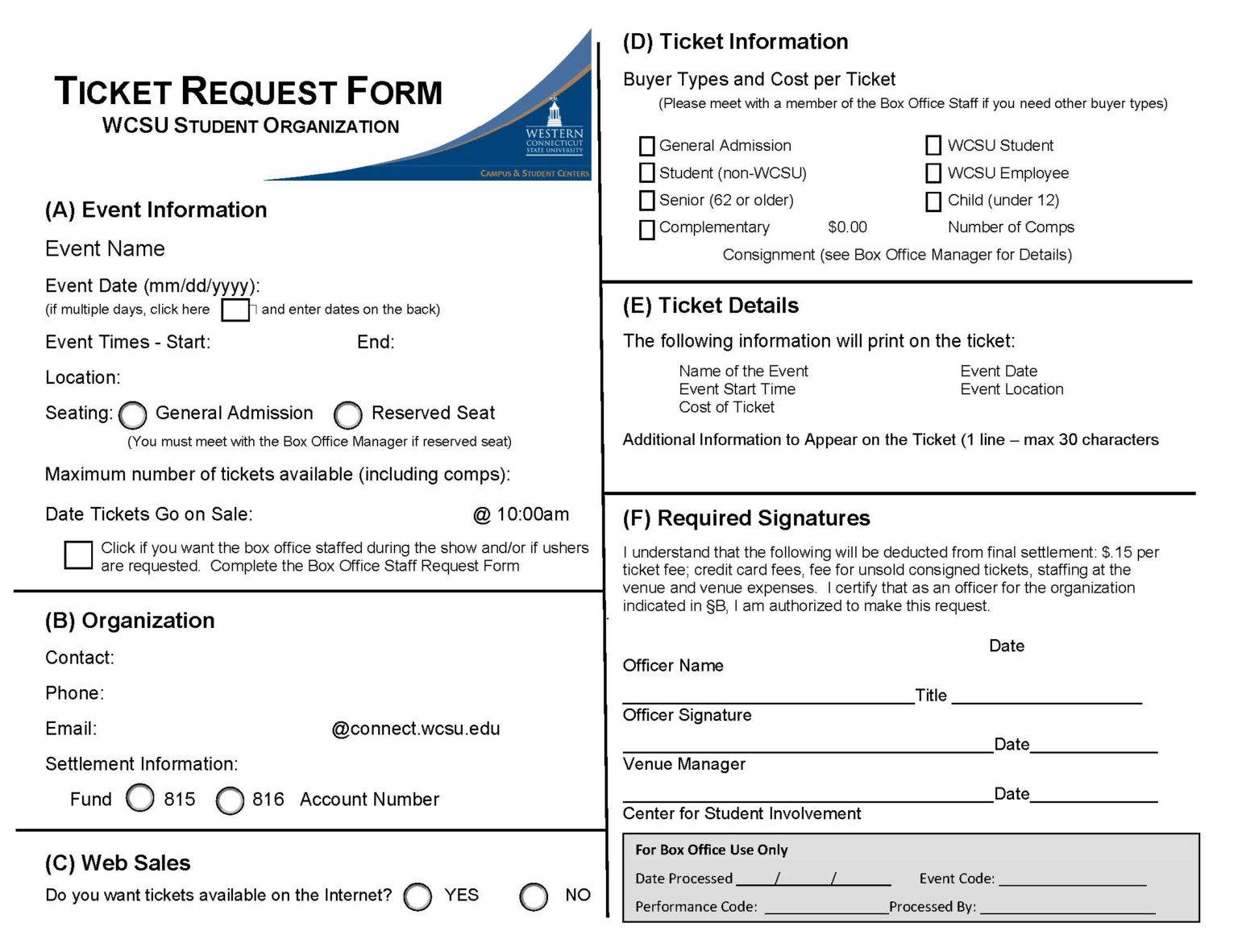 Ticket Request Form - The Center for Student Involvement