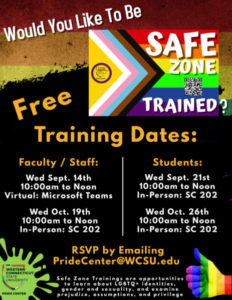 SAFE ZONE TRAINING – WCSU Events